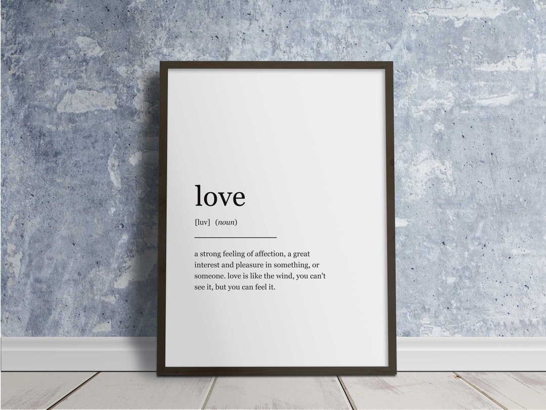 Love Definition Wall Art Print, Printable Poster, Cosy Home Decor Black ...