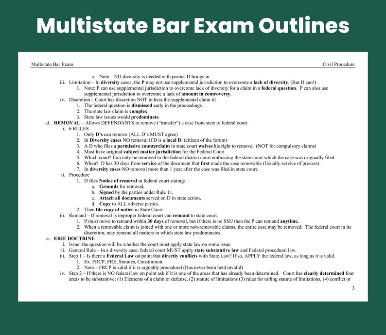 MBE Multistate Bar Exam Outlines All 7 Subject Areas MBE Preparation ...