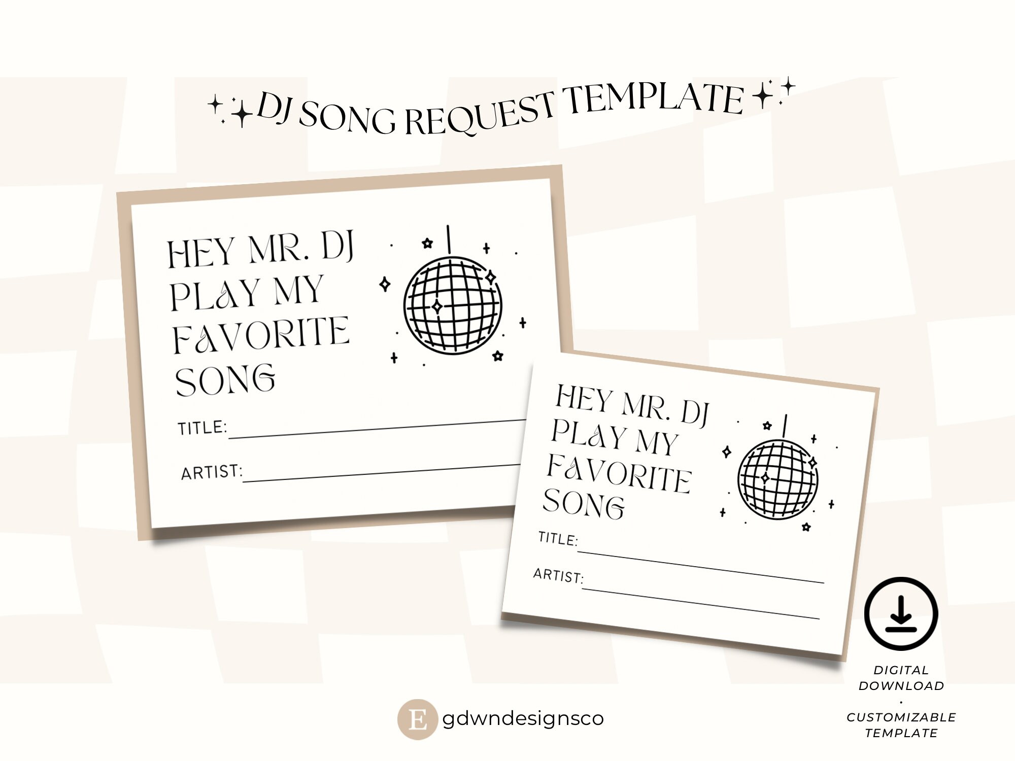 Wedding Reception Song Request Cards, Wedding Reception DJ Song ...