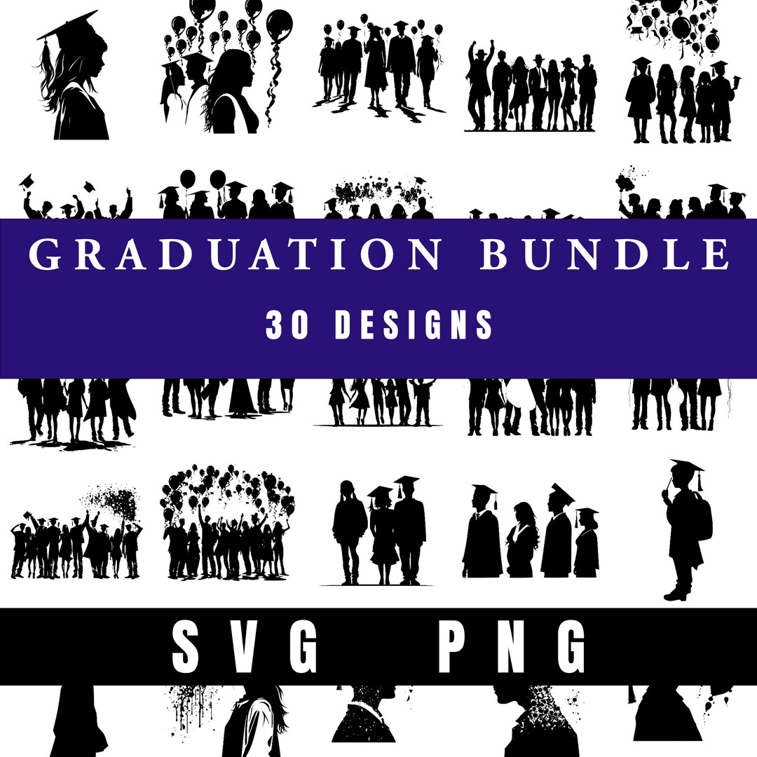 30 GRADUATION SVG Bundle, Graduation Silhouettes Svg, Graduation Cap ...