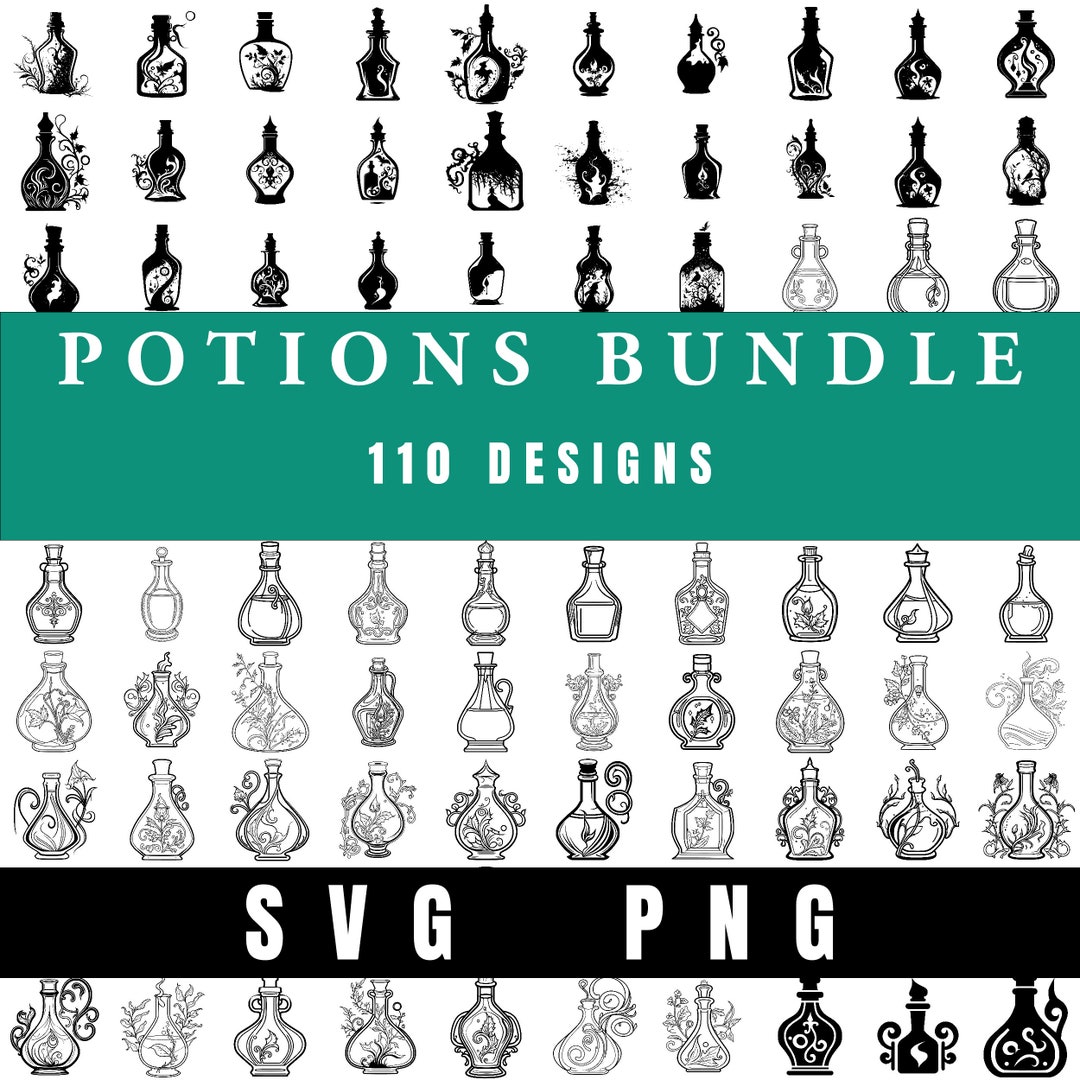 103 Potions Bottles Bundle Svg,potion Bottle Svg, Wap Witches and ...