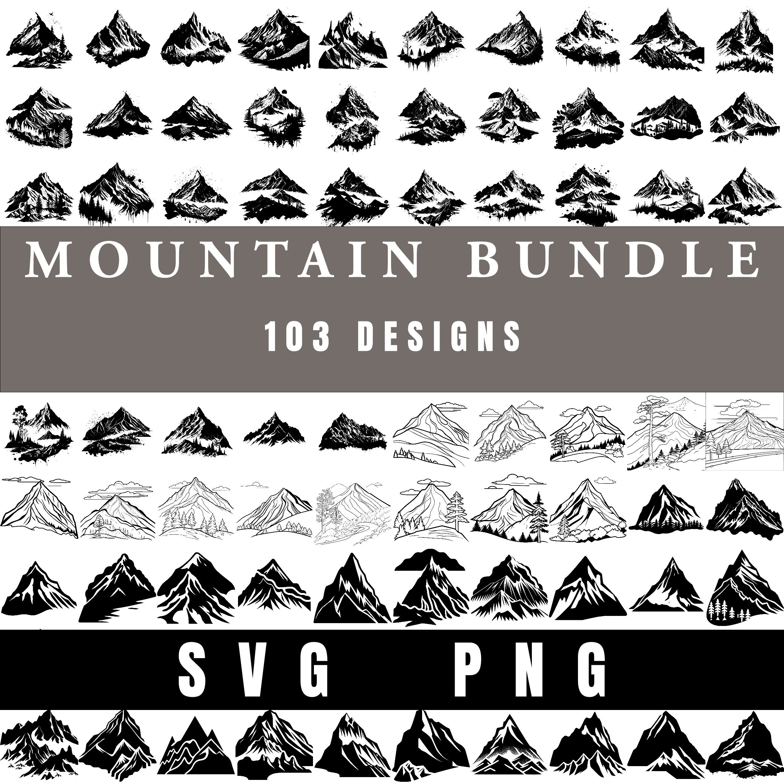 103 Mountains SVG Bundle,mountain SVG, File for Cricut, for Silhouette ...