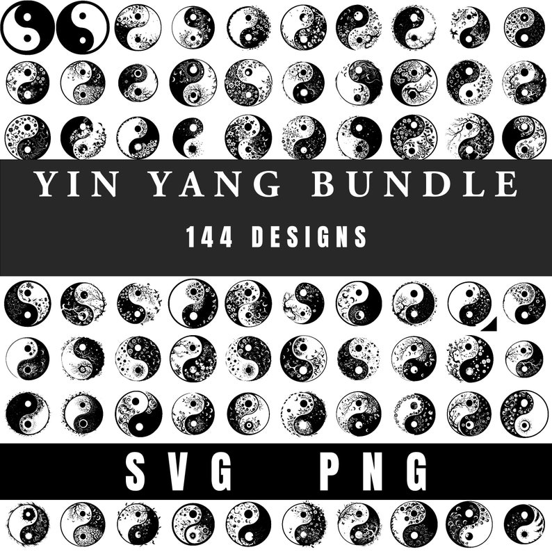 144 Yin and Yang SVG Files Bundle|yin-yang Cut Files|yin and Yang ...