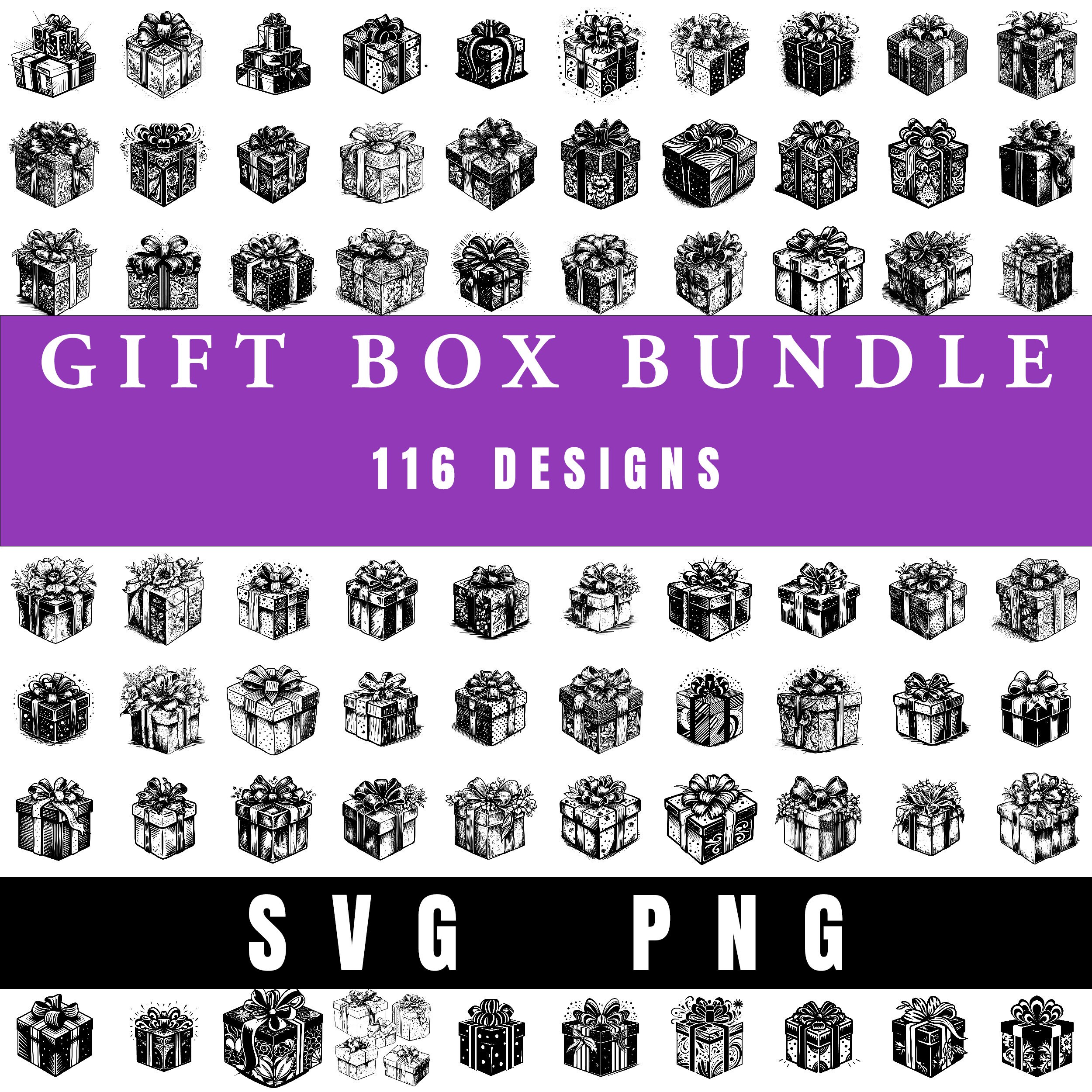 Gift Box SVG Bundle, Presents SVG Bundle, Present SVG, Gift Svg, Gift ...
