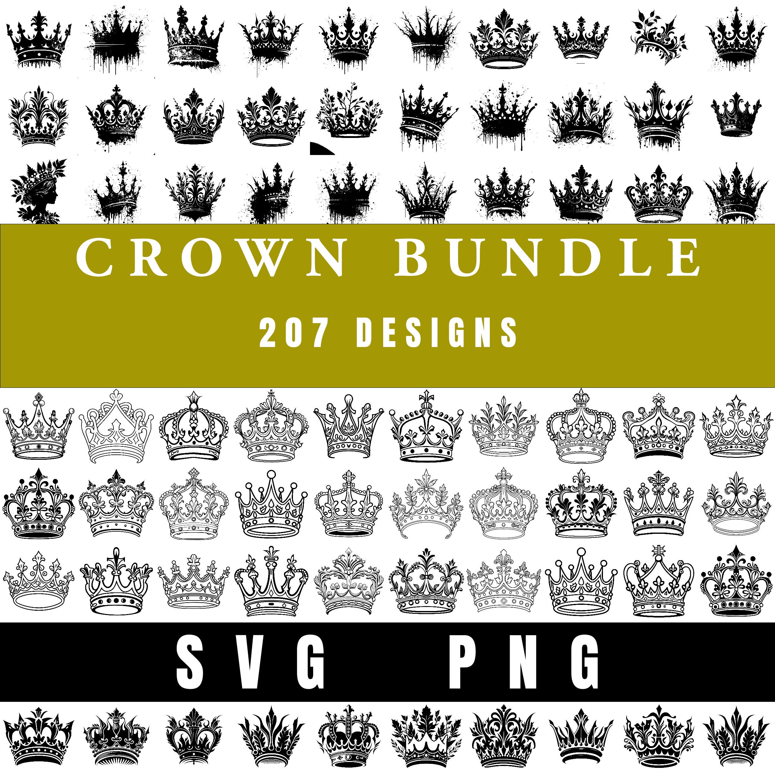207 Royal Crown SVG File Bundle, King Crown SVG, Queen Crown SVG ...