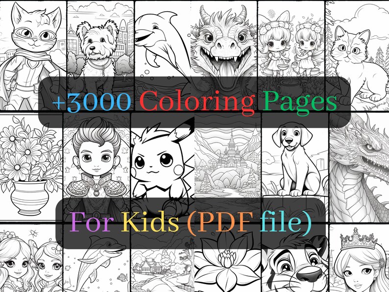 3000 Coloring Pages Bundle Cat Dog Dolphin - Etsy