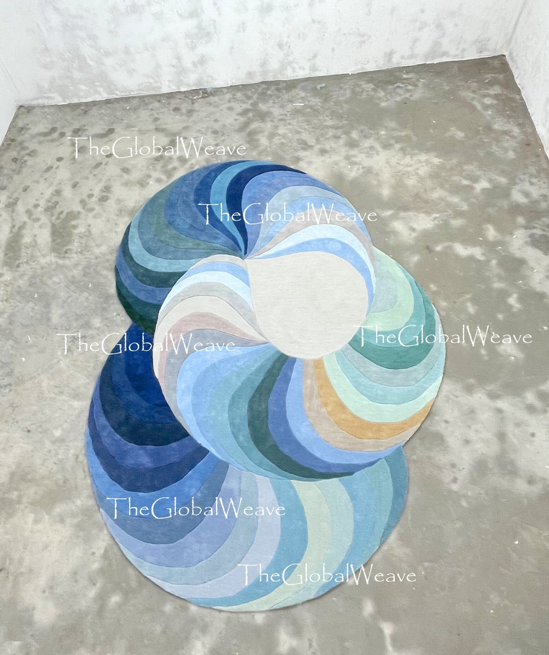 Hand Tufted Rug, Triple Slinkie Shape Rug, Handmade Tufted Rug, Gift ...