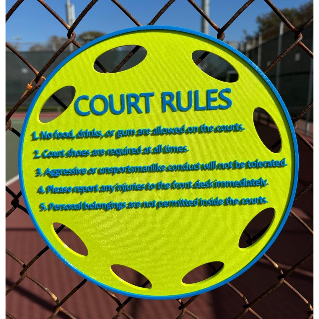 Court Rules Pickleball Custom Sign, Twist Connect Sign, Personalized ...