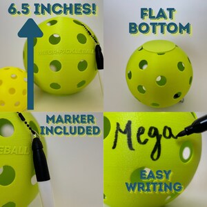 The Mega-pickleball, Signature Ball With Marker, Pickleball Gift, Flat ...