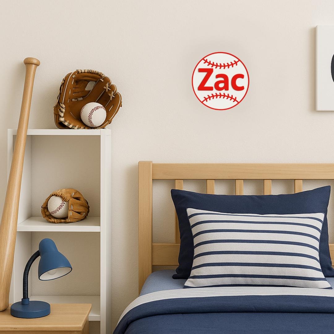 Personalized Baseball Name Sign – 6"x6" or 11"x11", Easy Install, All ...