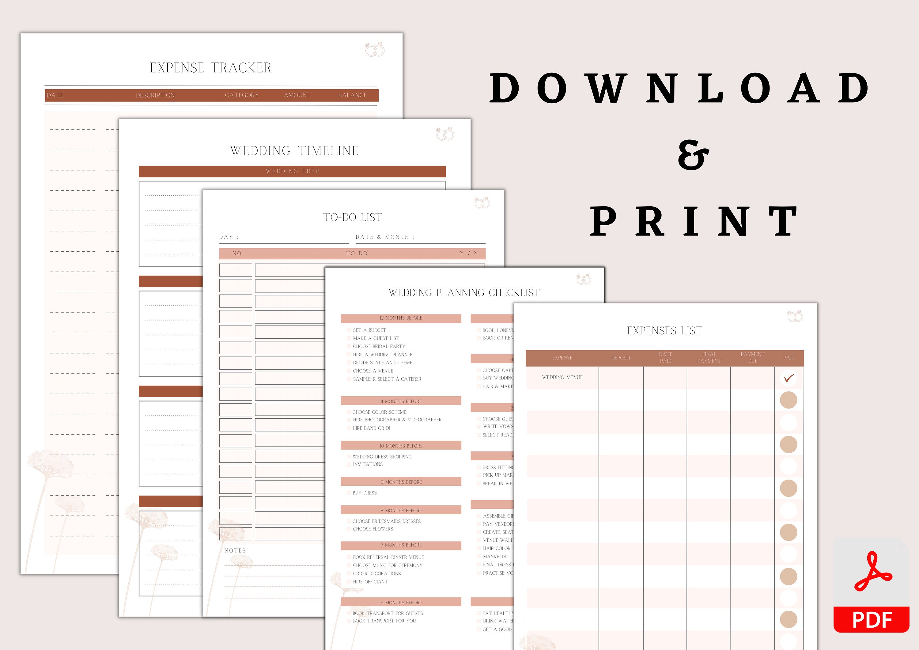 27 Page Wedding Planner Printable, Wedding Binder, Digital Planner ...