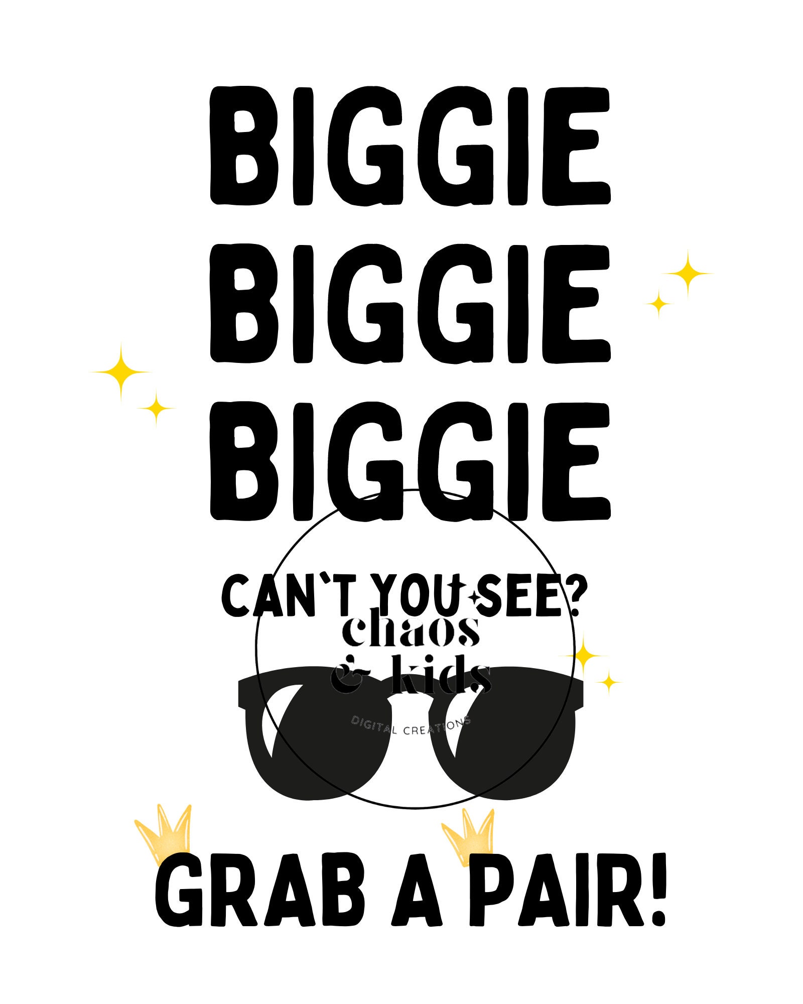 Biggie Biggie Cant You See Sign With Glasses Tags - Etsy