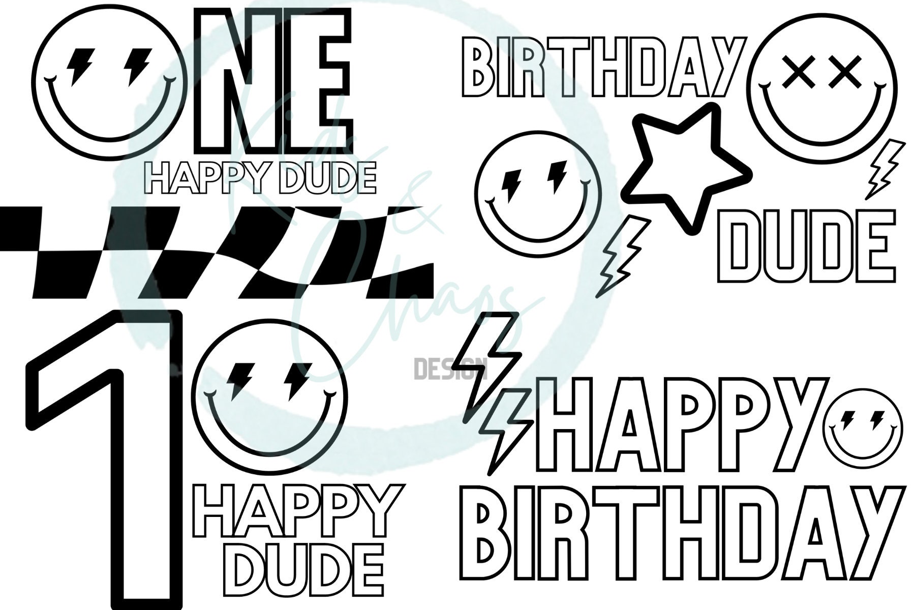 ONE HAPPY DUDE Coloring Pages, One Happy Dude Birthday Party Favors - Etsy