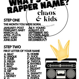 What's Your Rapper Name Digital Sign Party Decor Birthday Biggie Smalls ...