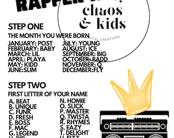 What's Your Rapper Name Digital Sign Party Decor Birthday Big One ...