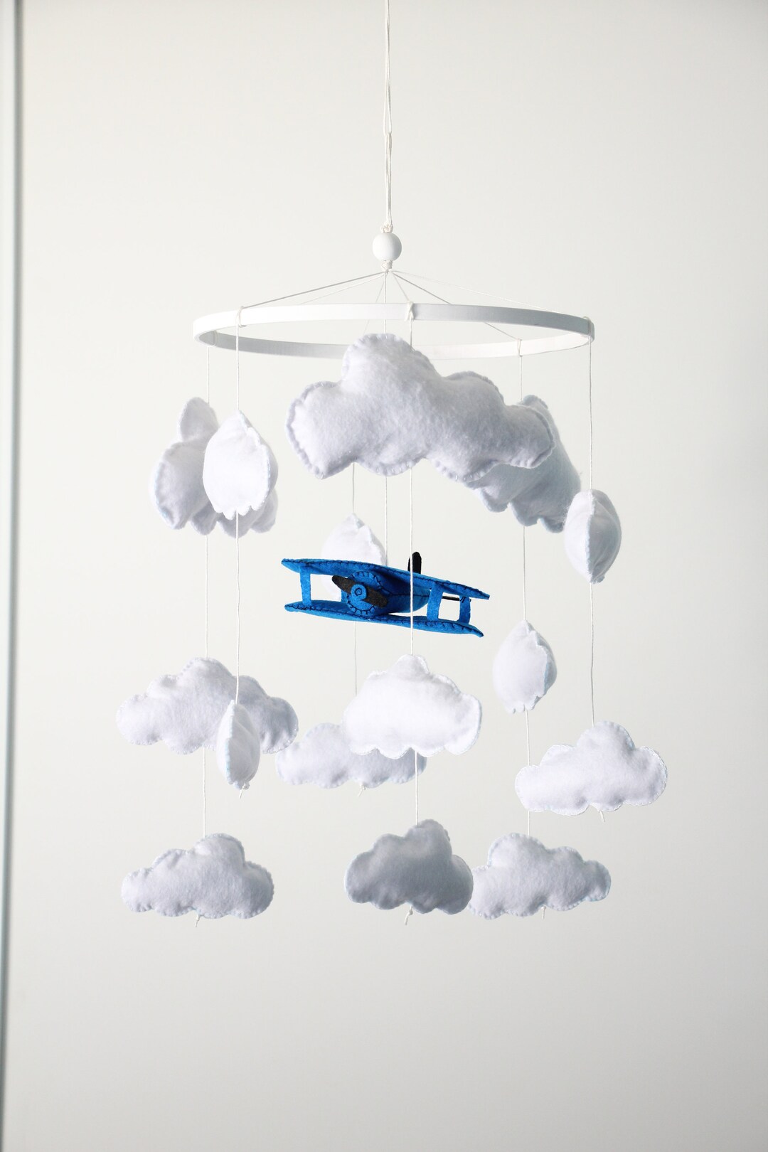 Navy Blue Biplane Baby Mobile Airplane Nursery Travel Theme Baby Shower ...