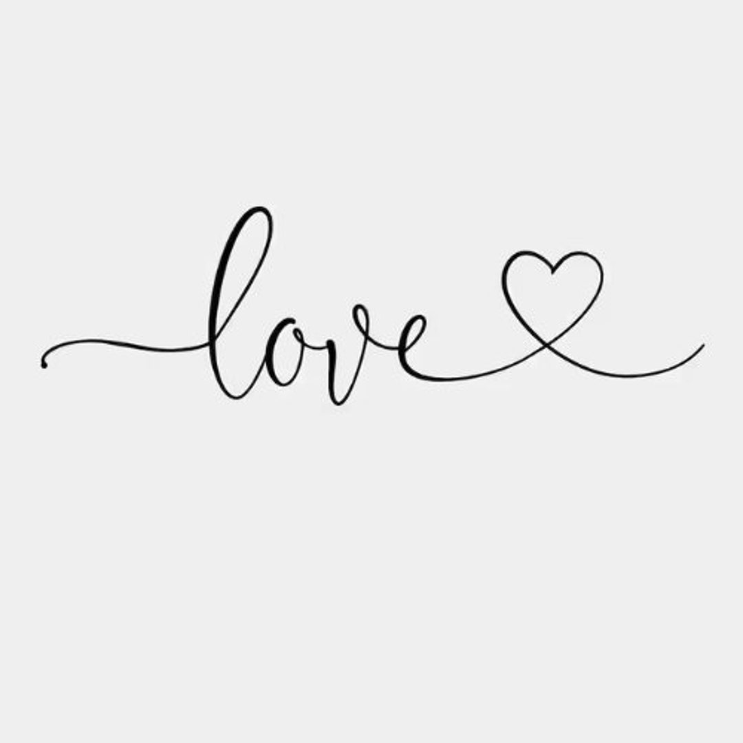 Heart Svg With Love Script Cutting File for Cricut Love Word - Etsy