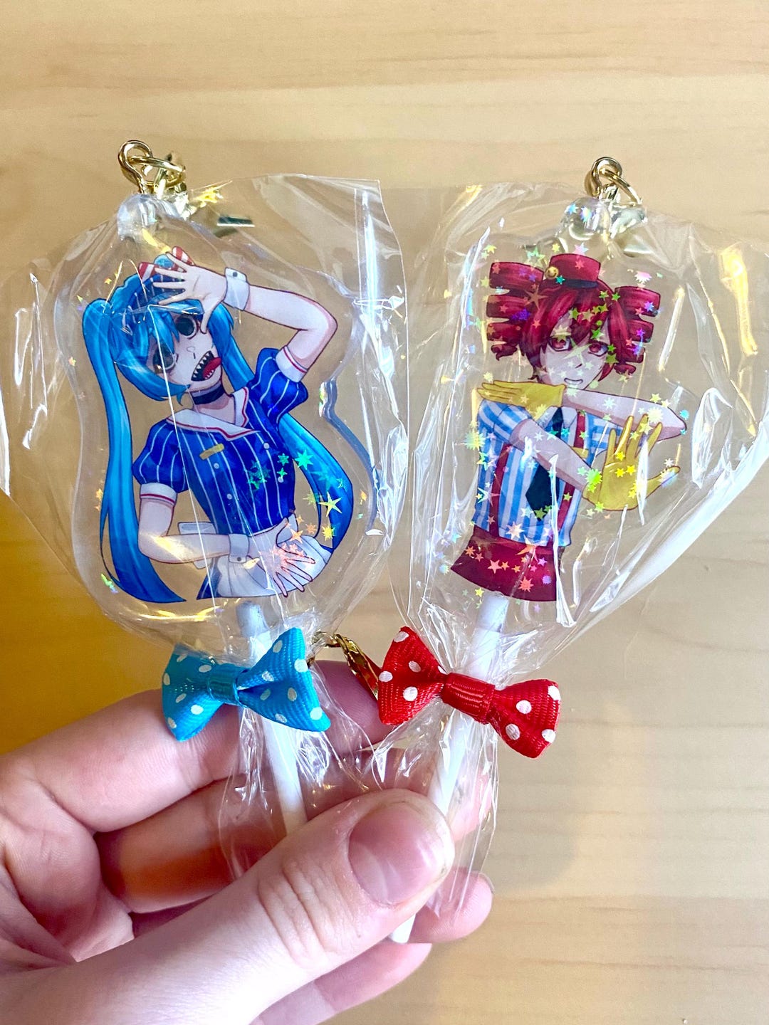 Mesmerizer Lollipop Keychains - Iridescent Star Epoxy - Acrylic Charms ...