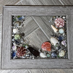 Unique Seashell Sea Glass Epoxy Resin Picture Frame Beach Art - Etsy