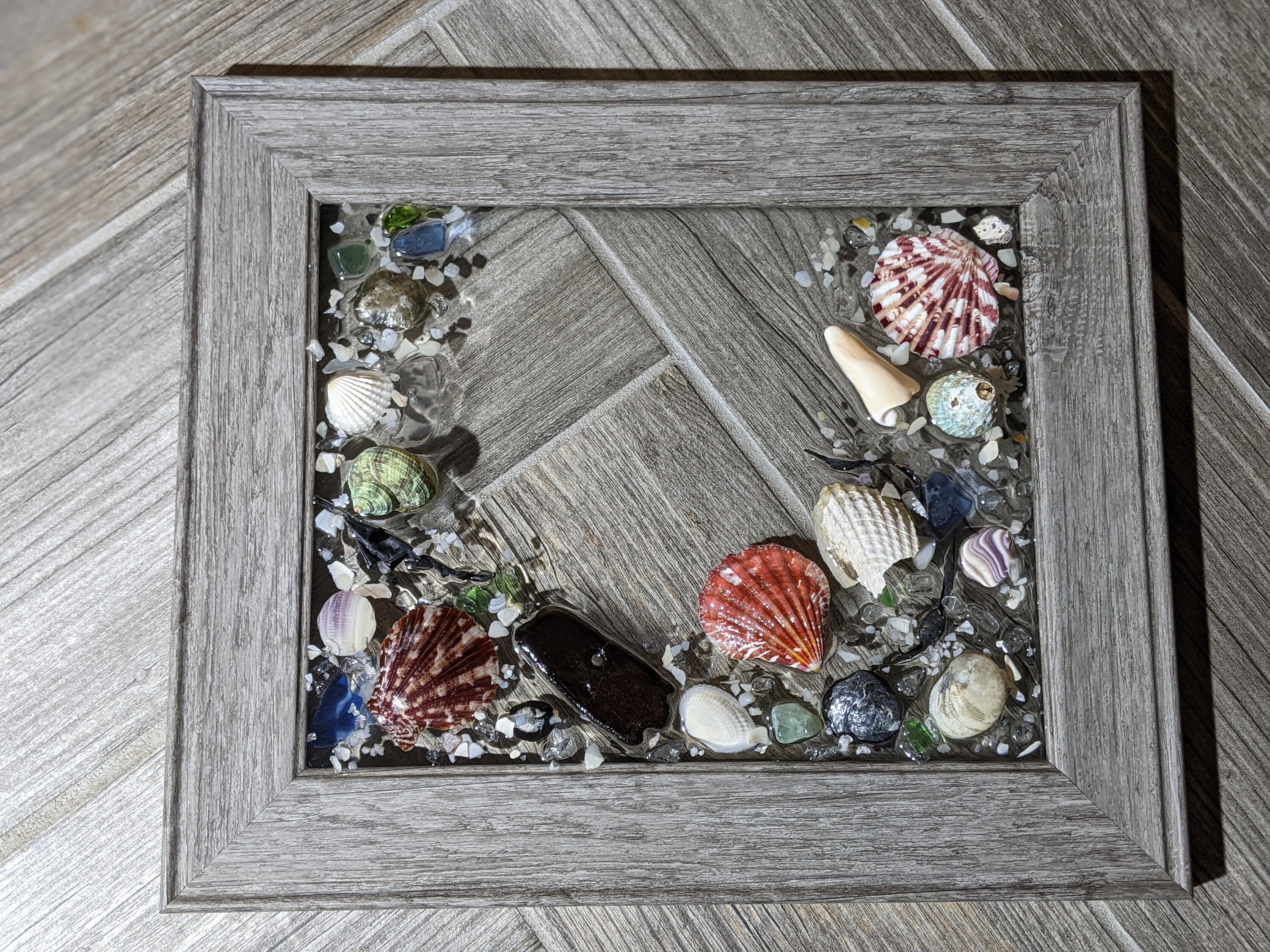 Unique Seashell Sea Glass Epoxy Resin Picture Frame Beach Art - Etsy