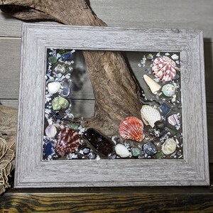 Unique Seashell Sea Glass Epoxy Resin Picture Frame Beach Art - Etsy