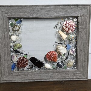 Unique Seashell Sea Glass Epoxy Resin Picture Frame Beach Art - Etsy