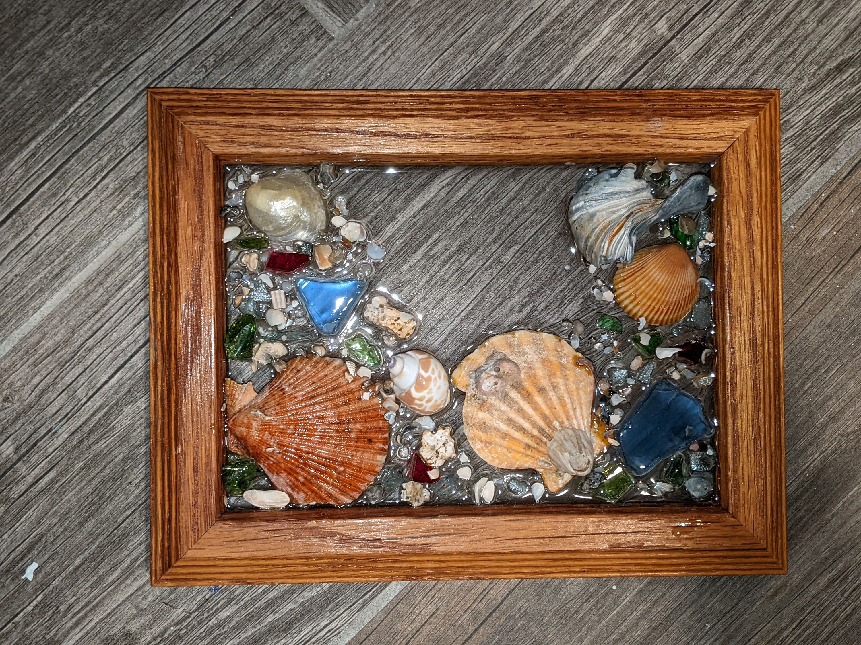 Sea Glass Seashell Epoxy Resin Picture Frame Beach Art Home & Wall ...