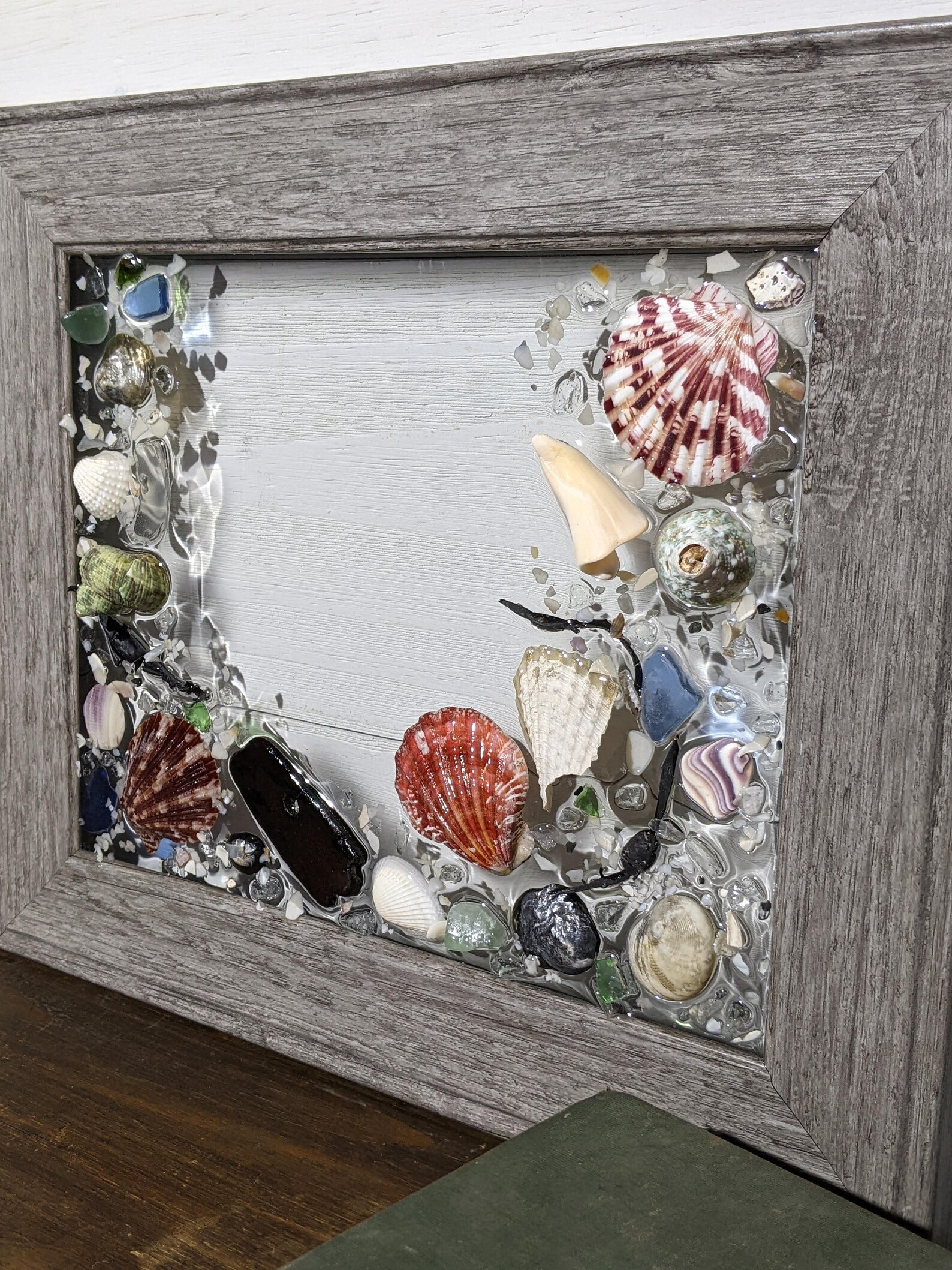 Unique Seashell Sea Glass Epoxy Resin Picture Frame Beach Art - Etsy