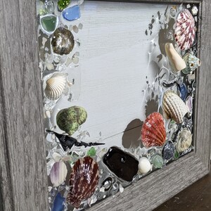 Unique Seashell Sea Glass Epoxy Resin Picture Frame Beach Art - Etsy