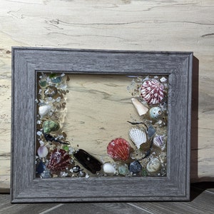 Unique Seashell Sea Glass Epoxy Resin Picture Frame Beach Art - Etsy