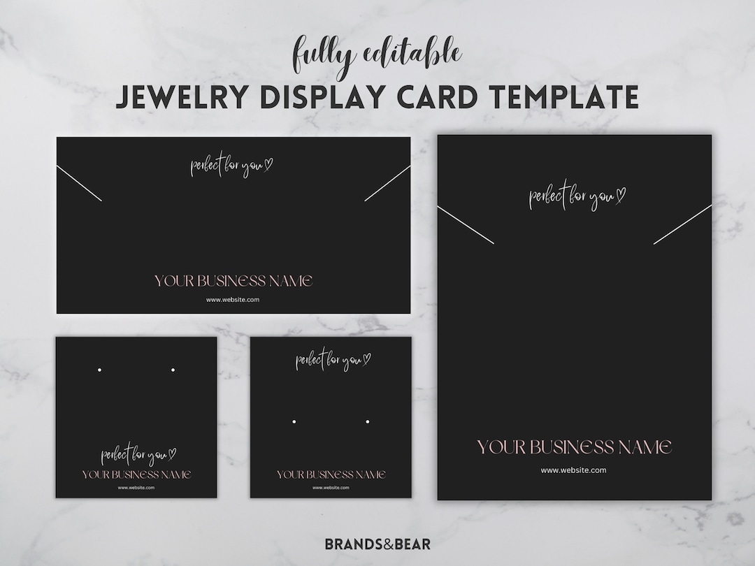 Editable Jewelry Display Card Template Custom Jewellery Card Printable ...