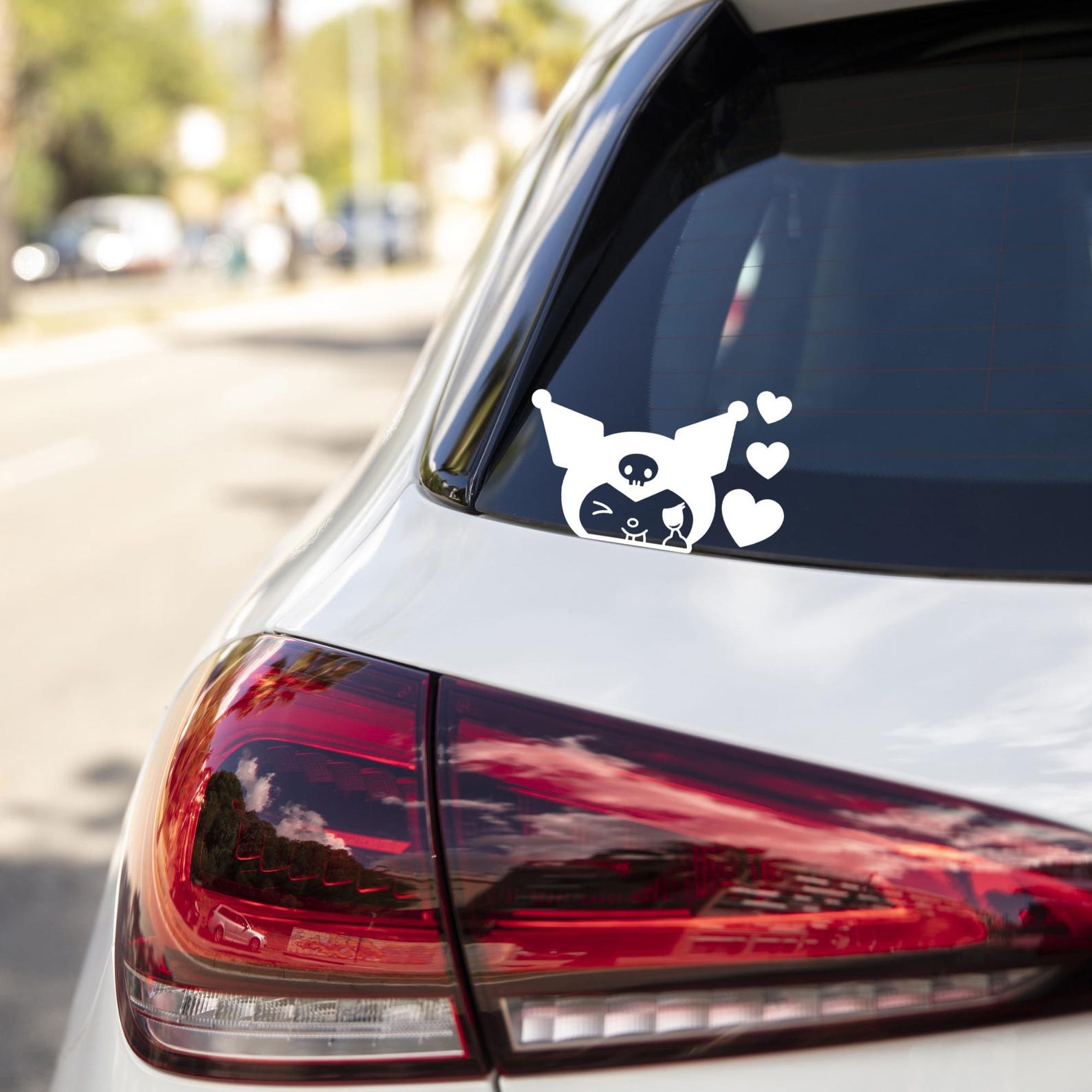 Kuromi Peeker, Car Decal, Rear View Mirror Sticker, Hello Kitty, Car ...