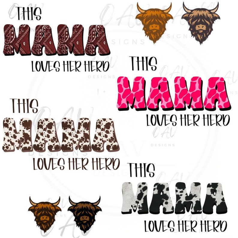 This Mama Loves Her Herd Bundle Png This Mama Png Cows Png Etsy
