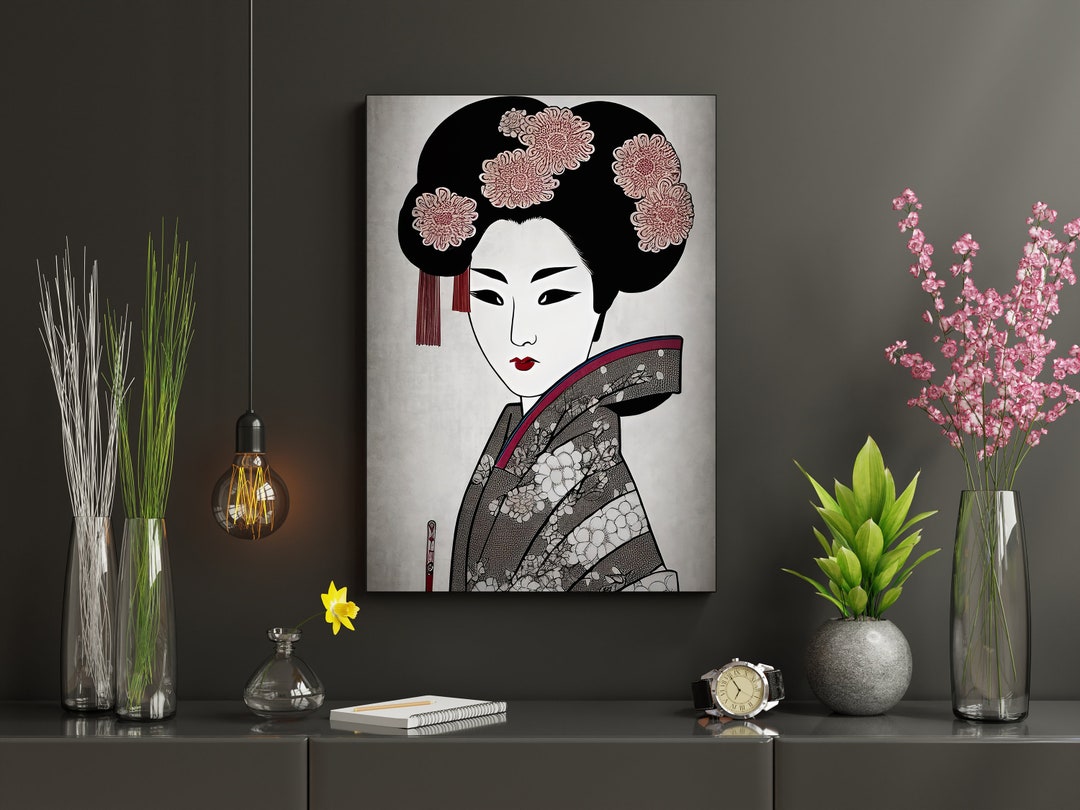 Geisha Girl Kimono - Japanese Wall Art, Vintage Poster Print, Wall ...
