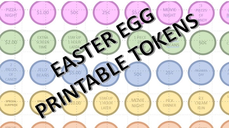 EASTER EGG Printable Tokens, Easter Egg Hunt Prizes, Egg Tokens, Alt to ...