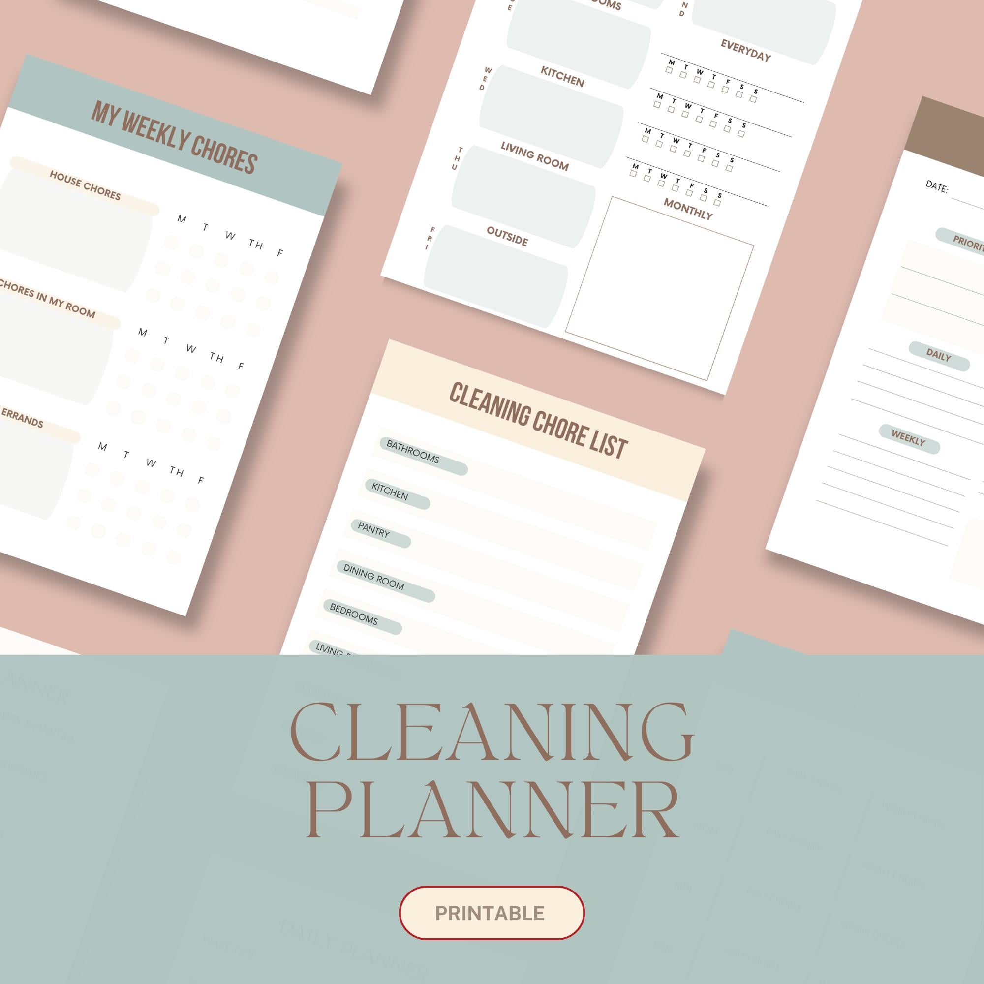 Cleaning Planner Editable in Canva Printable Cleaning Diary Weekly ...