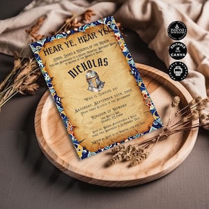 Medieval 50th Birthday Party Invitation, Castle, Knight Party Theme ...