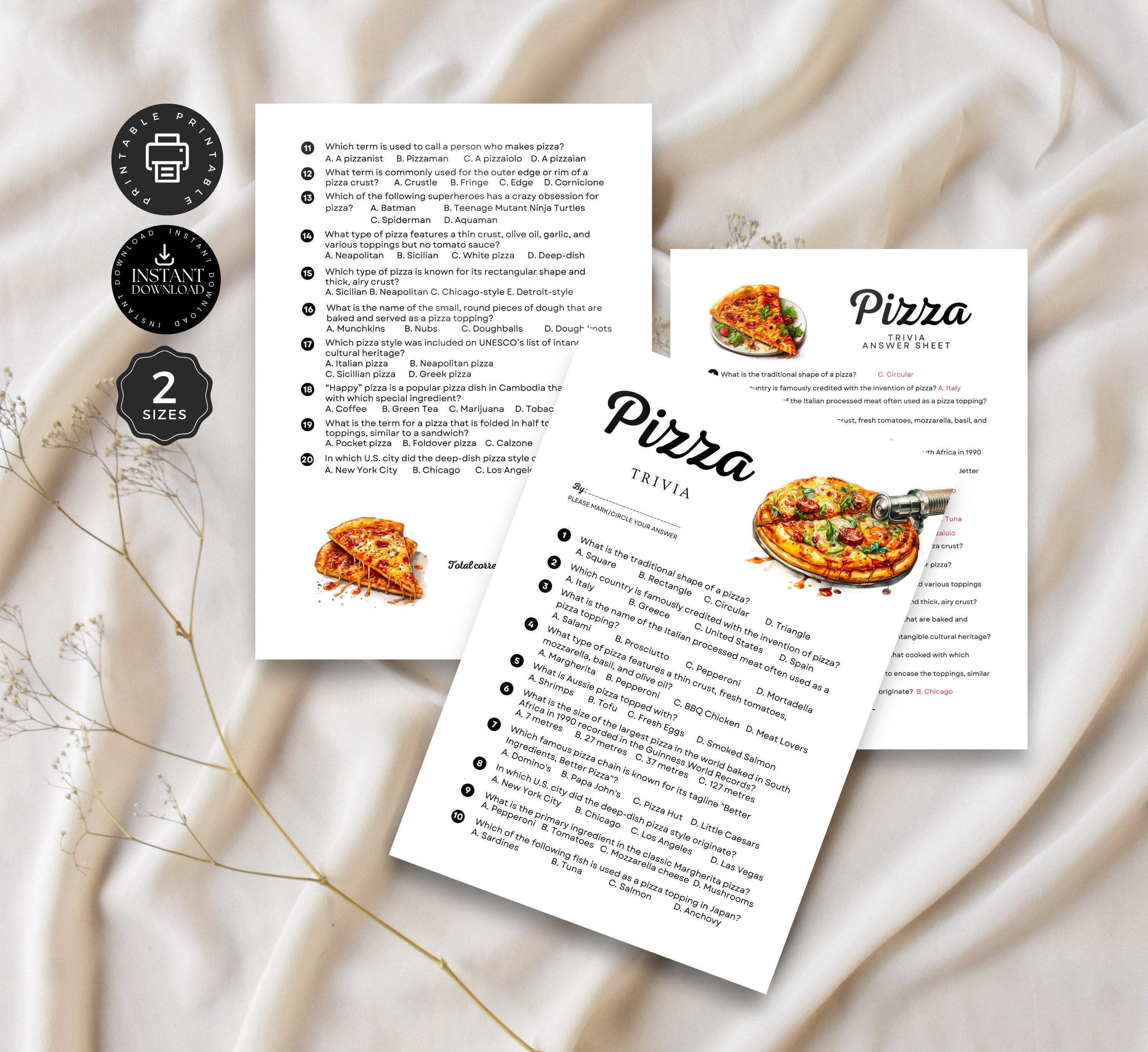 Pizza Trivia Quiz & Answer, Pizza Night, Home Party, Get Together, Fun ...