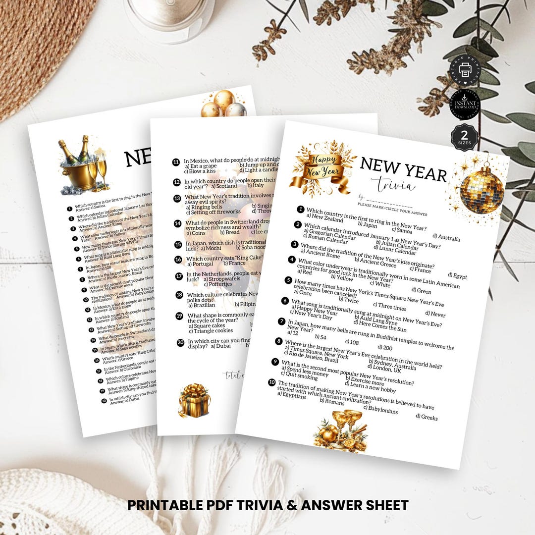 New Year Trivia Quiz & Answer, Fun Party Game, New Year's Eve Party ...