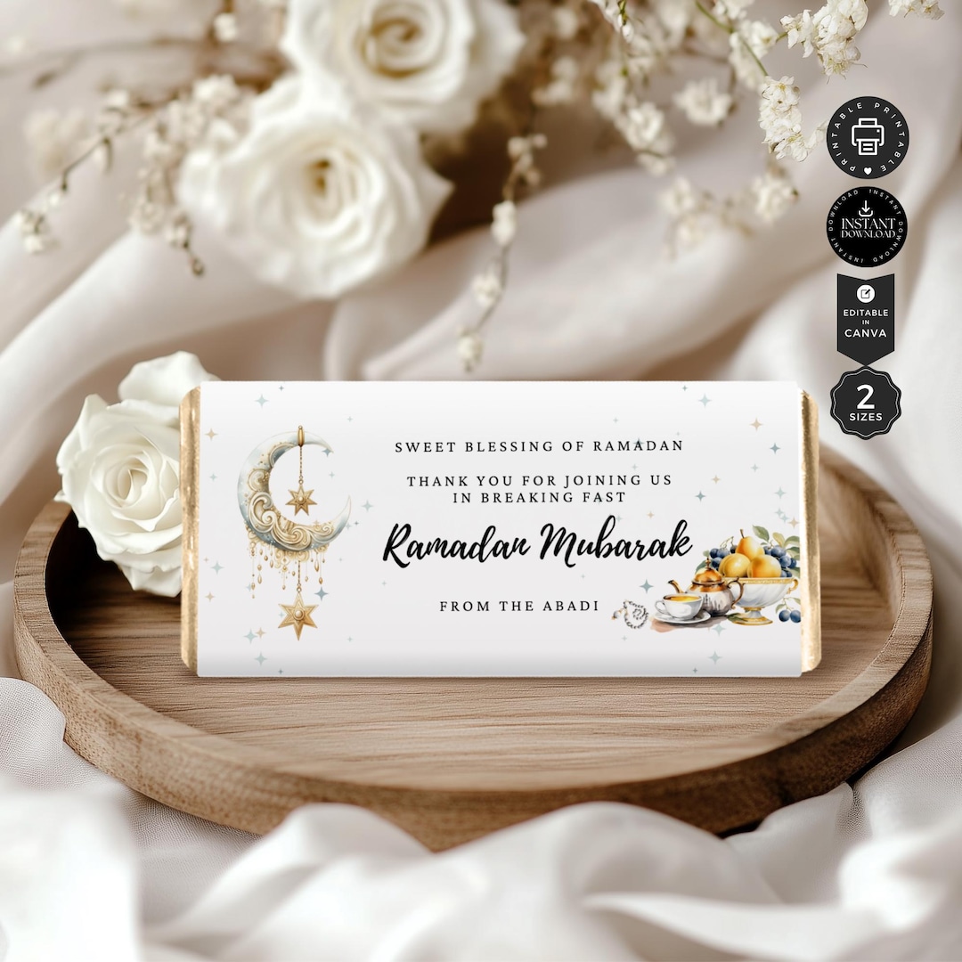 Ramadan Kareem, Eid Al-fitr Mubarak Chocolate Candy Wrapper Template ...