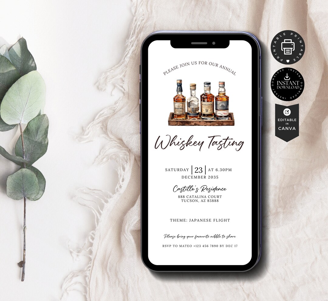 Whiskey Tasting Home Party Invitation Template, Evite Scotch Whisky ...