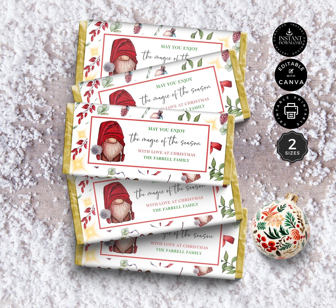 Christmas Chocolate Candy Wrapper Template, Candy Bar, Hershey & Aldi ...