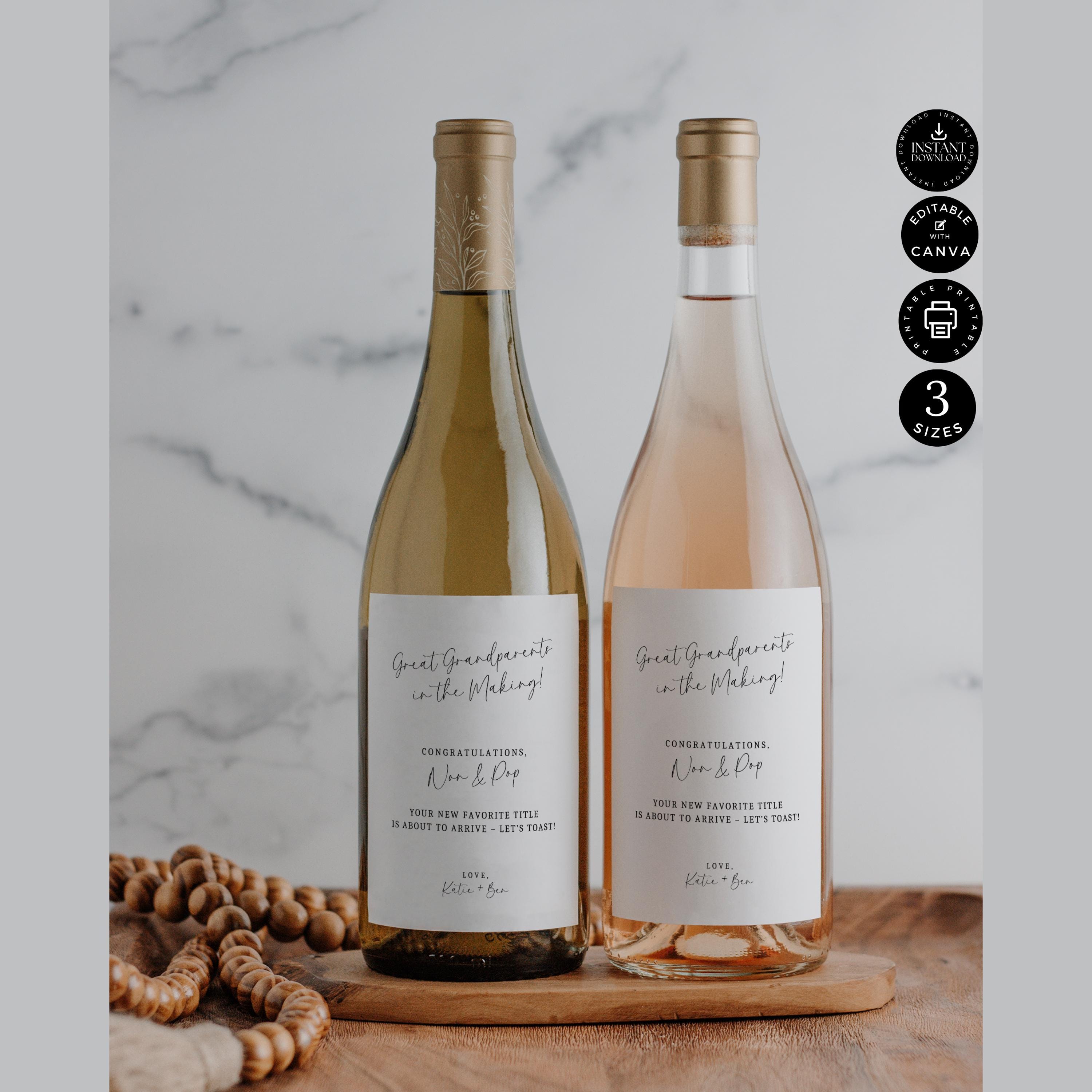 Editable Wine Champagne Bottle Label Template, Pregnancy Announcement ...