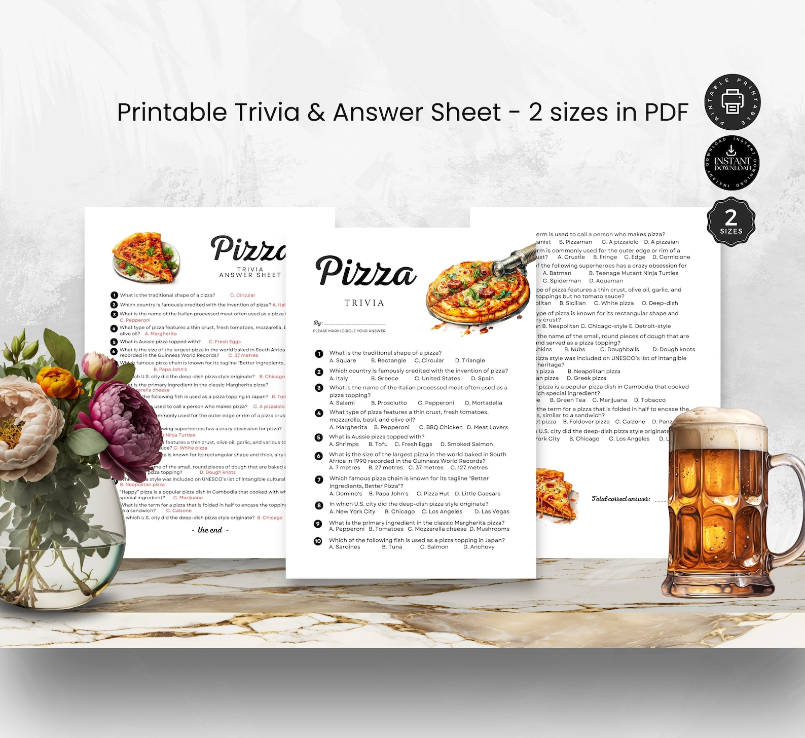 Pizza Trivia Quiz & Answer, Pizza Night, Home Party, Get Together, Fun ...