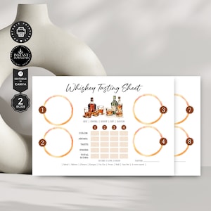 Whiskey Tasting Score Sheets Card Template, Whisky Night, Home Party ...