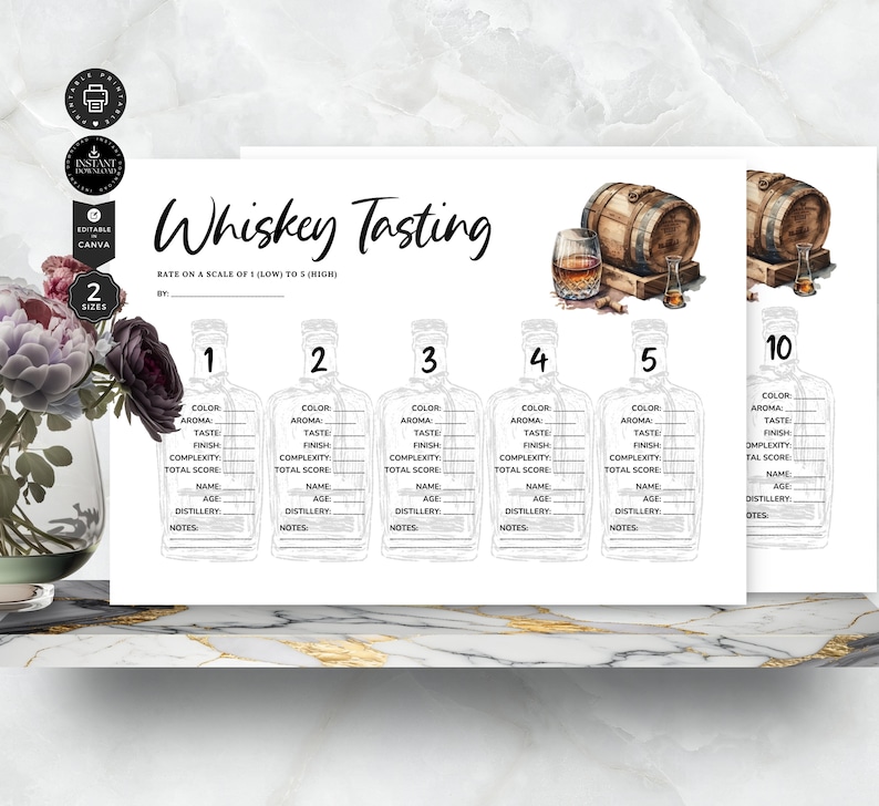 Whiskey Tasting Score Sheets Card Template, Whiskey Tasting Night ...