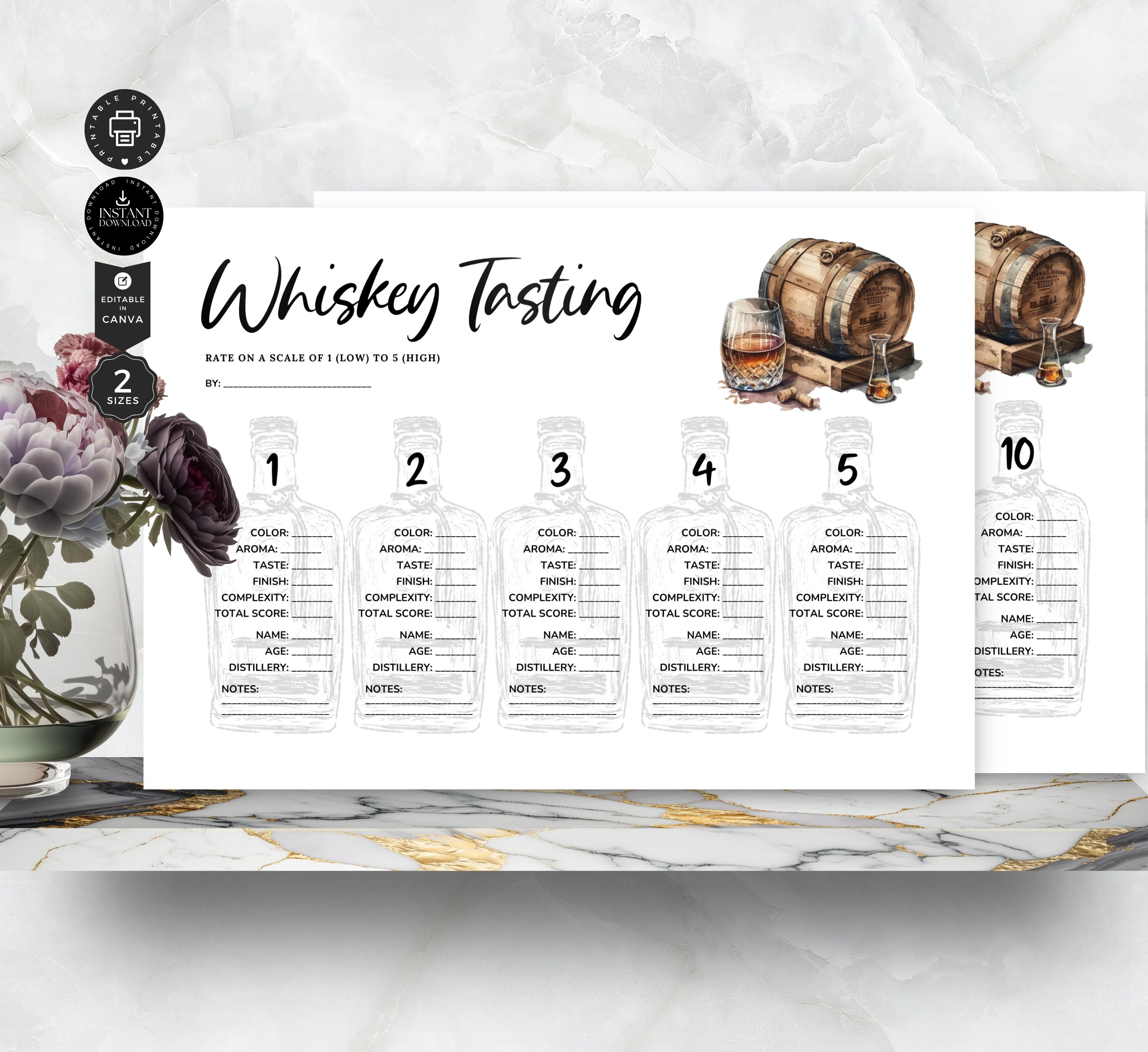 Whiskey Tasting Score Sheets Card Template, Whiskey Tasting Night ...