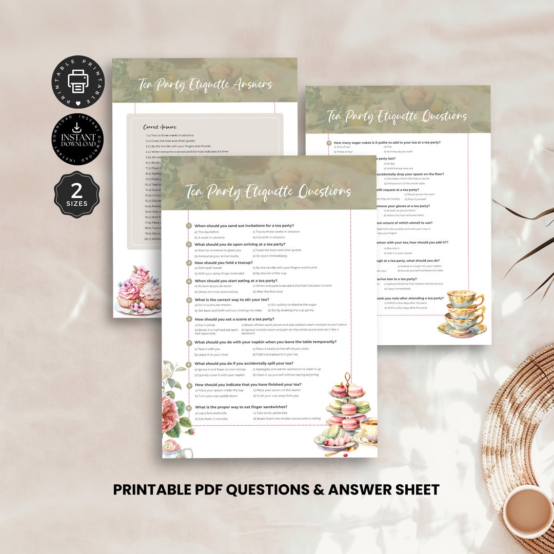 Tea Party Etiquette Question & Answer, High Tea Manners, Trivia, Tea ...