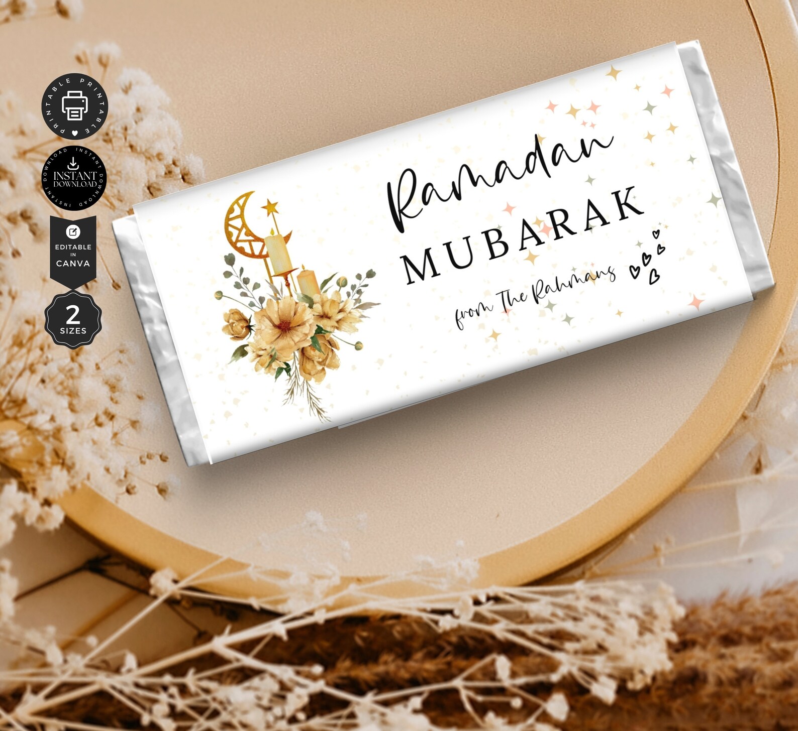 Ramadan Iftar Chocolate Candy Wrapper Template, Eid Candy Bar, Hershey ...