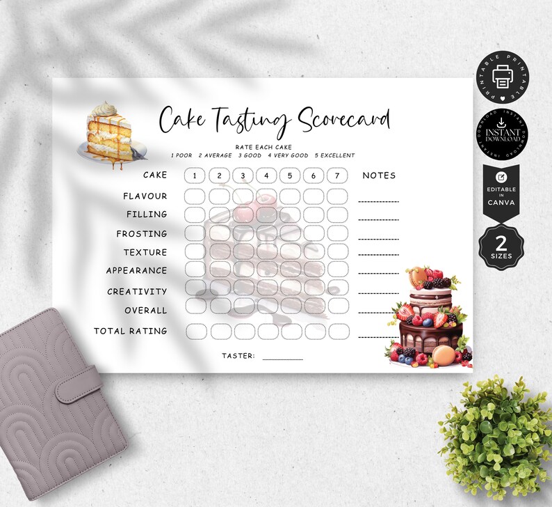 Cake Tasting Scorecard Template, Cake Tasting Night, Home Party Kit ...